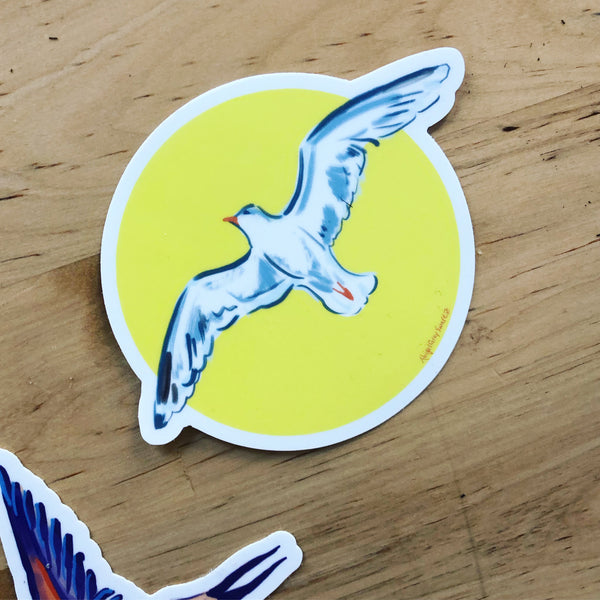Seagull Sticker, sun and bird sticker, waterbottle, laptop decoration ...