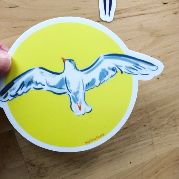 Seagull Sticker, sun and bird sticker, waterbottle, laptop decoration ...