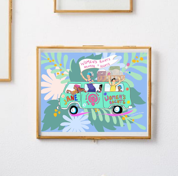 The Jane Bus Floral, Botanical print, Women's Rights artwork--Print ...